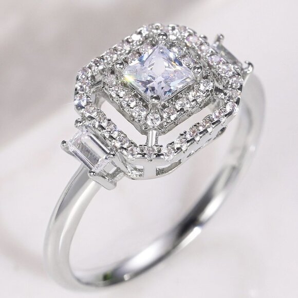 ️14K WHITE GOLD | Jewelry | New Luxury Engagement Clear Diamond Square ...